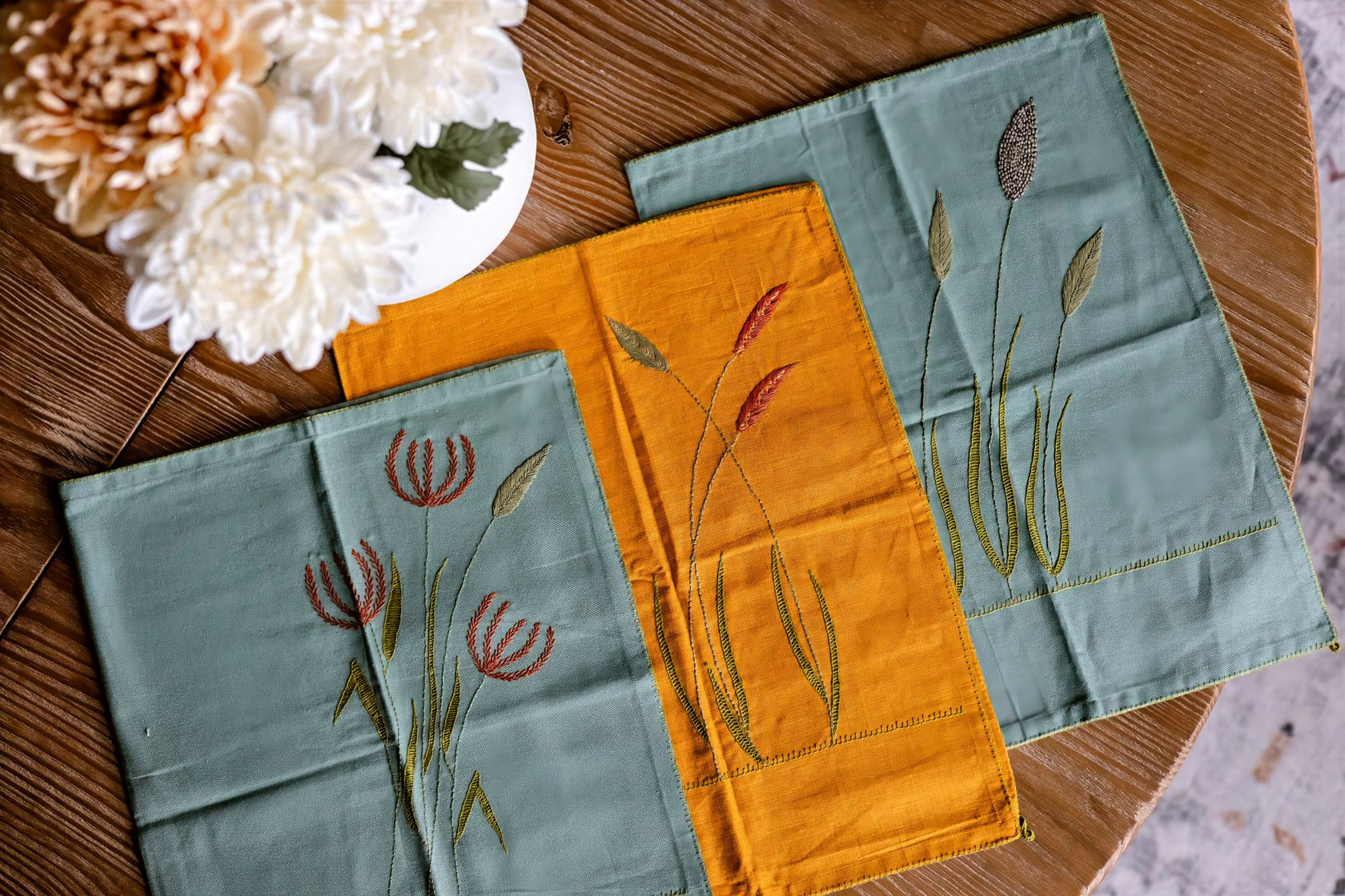 Cinderflower 'Embroidered' Tea Towels (Set of 2) – Kathya