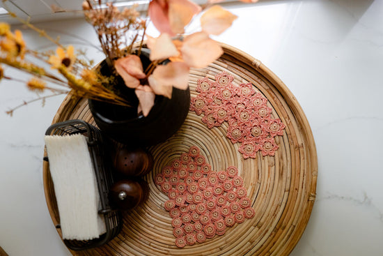 Sunrise Dot ‘Crochet’ Coasters – Kathya